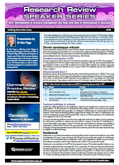 Dermatology Research Review Australian Free Update | Speaker Series ...