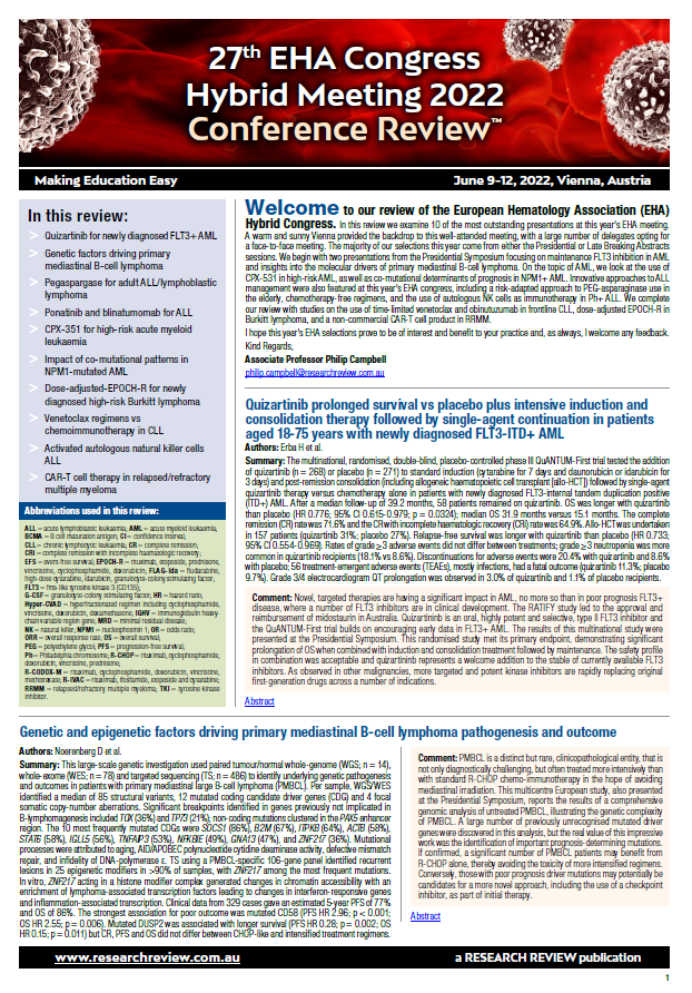Haematology Research Review Australian Free Update | EHA 2022 ...