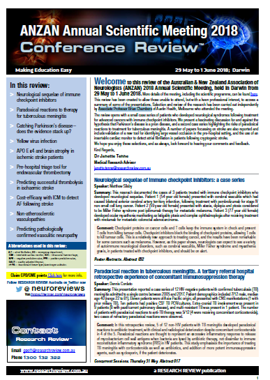 Neurology Research Review Australian Free Update | ANZAN 2018 ...