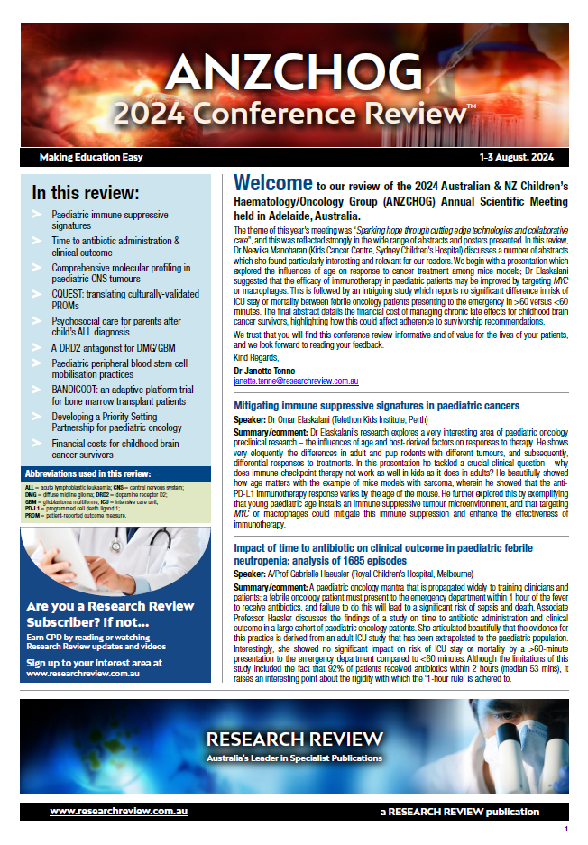 Haematology Research Review Australian Free Update | ANZCHOG 2024 ...
