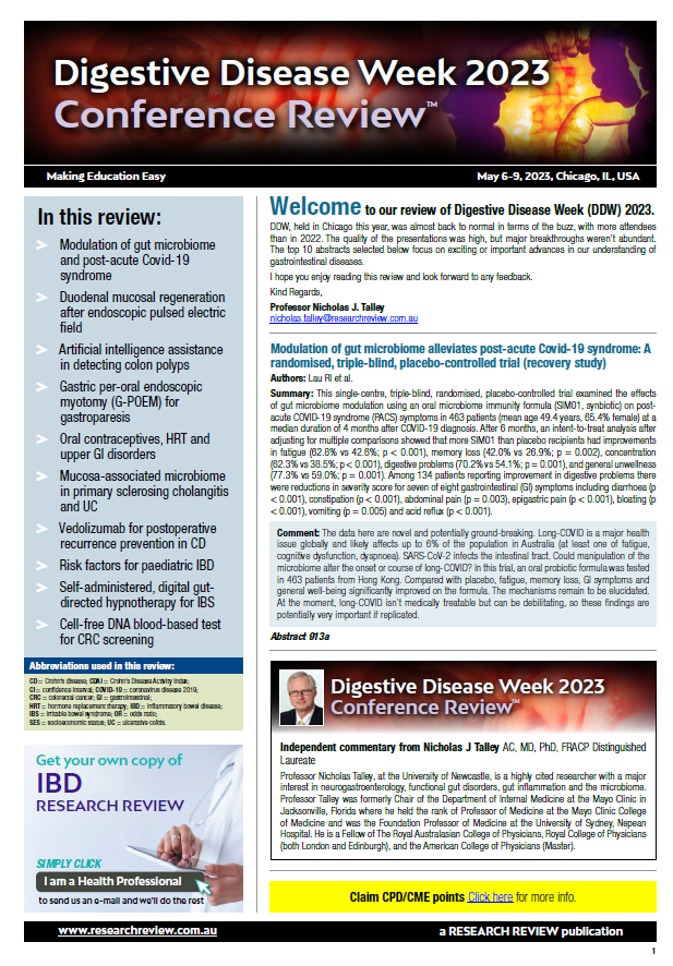 Gastroenterology Research Review Australian Free Update | DDW 2023 ...
