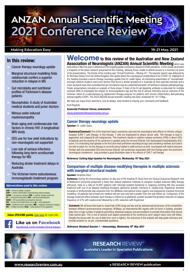 Neurology Research Review Australian Free Update | ANZAN 2021 ...