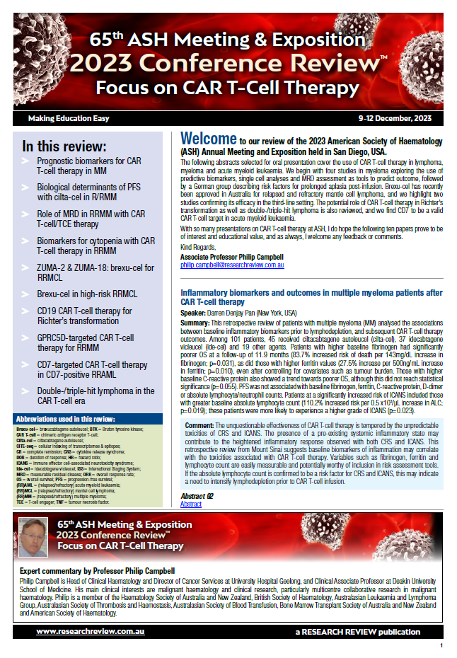 Haematology Research Review Australian Free Update | ASH 2023 ...