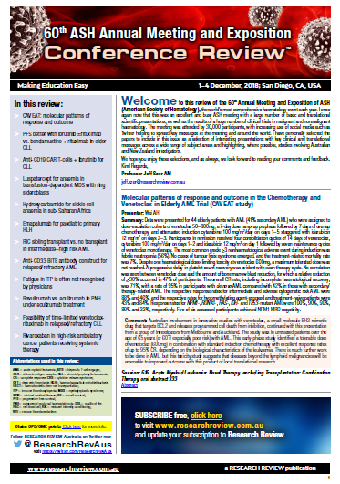 Haematology Research Review Australian Free Update | ASH 2018 ...