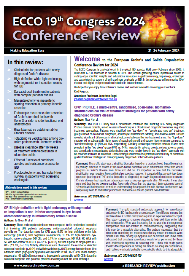 Gastroenterology Research Review Australian Free Update | ECCO 19th ...