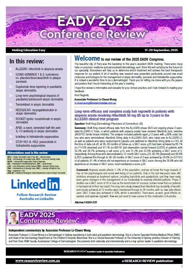Dermatology Research Review Australian Free Update | EADV 2025 ...