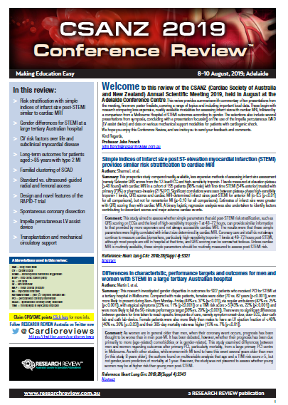 Cardiology Research Review Australian Free Update | CSANZ 2019 ...